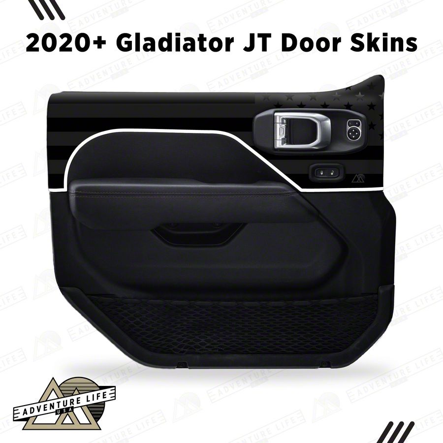 Jeep Gladiator American Flag Interior Door Skins; Rear; Black (20-26 ...