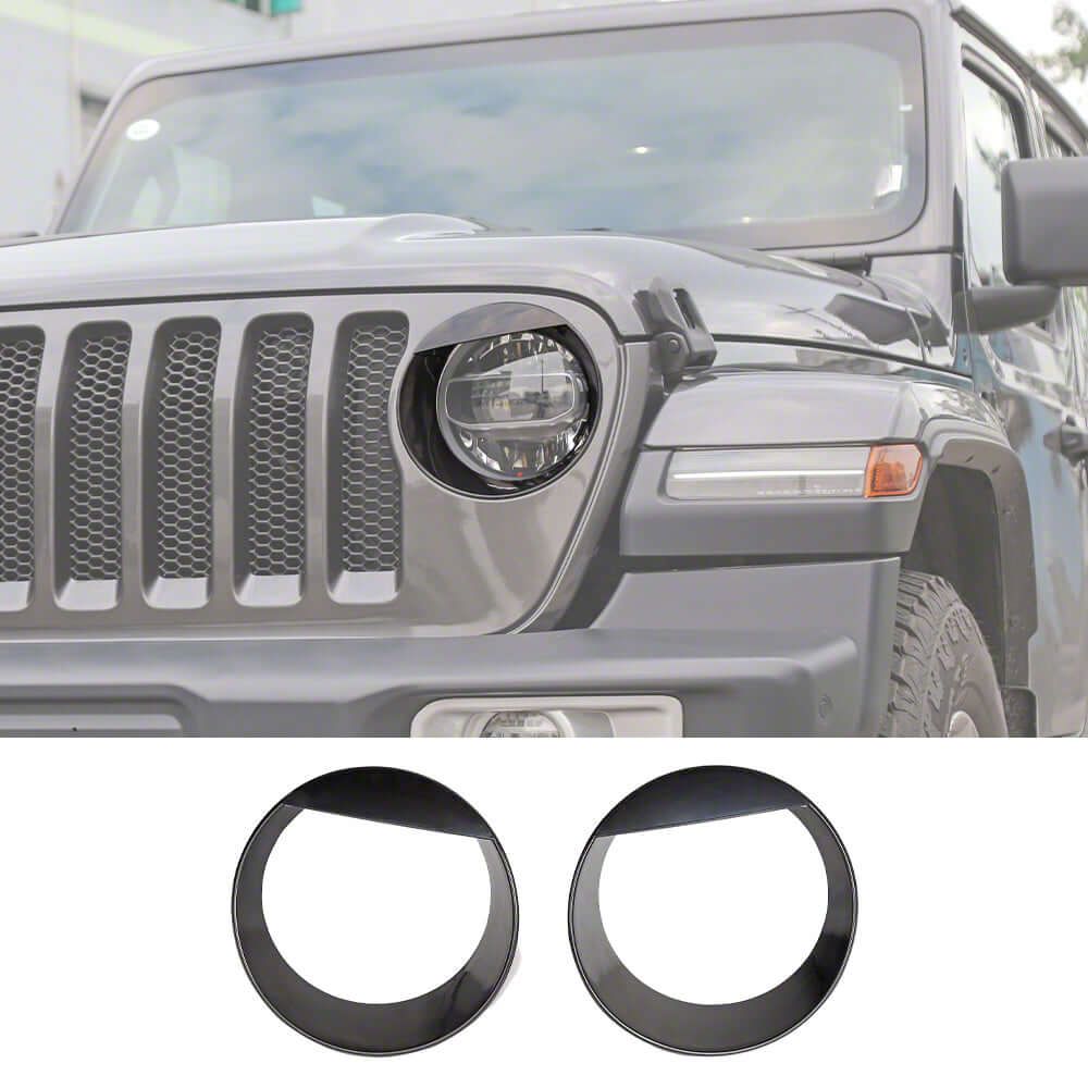 Jeep Gladiator Angry Eyes Headlight Bezels; Black (20-23 Jeep Gladiator ...