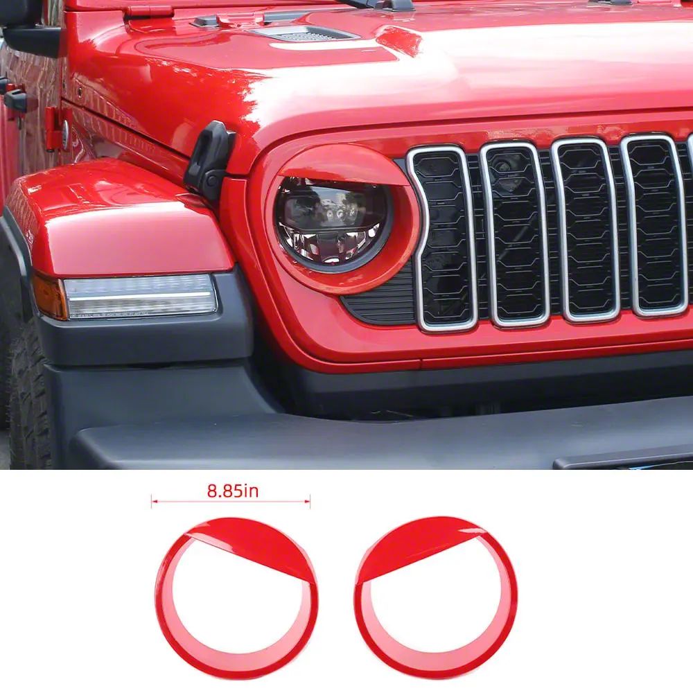 Jeep Gladiator Angry Eyes Headlight Bezels; Red (24-26 Jeep Gladiator ...