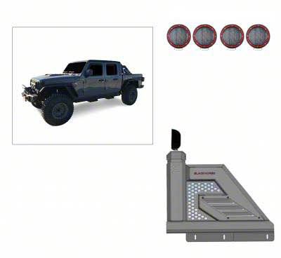 Jeep Gladiator Armour II Roll Bar with 5.30-Inch Red Round Flood LED ...