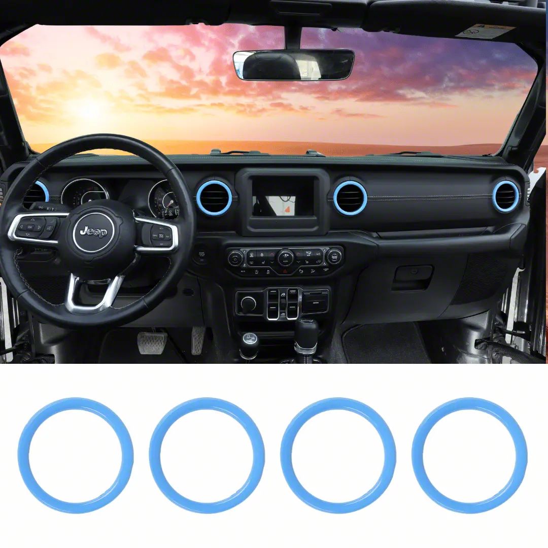 Jeep Gladiator Dashboard A/C Vent Trim Rings; Light Blue (20-23 Jeep ...