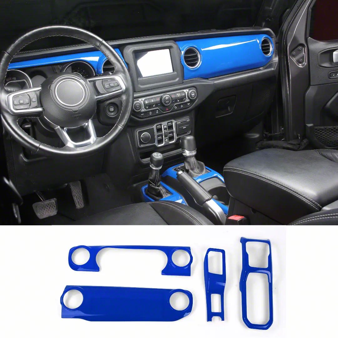 Jeep Gladiator Dashboard Control Console Trim Panel Covers; Blue (20-23 ...