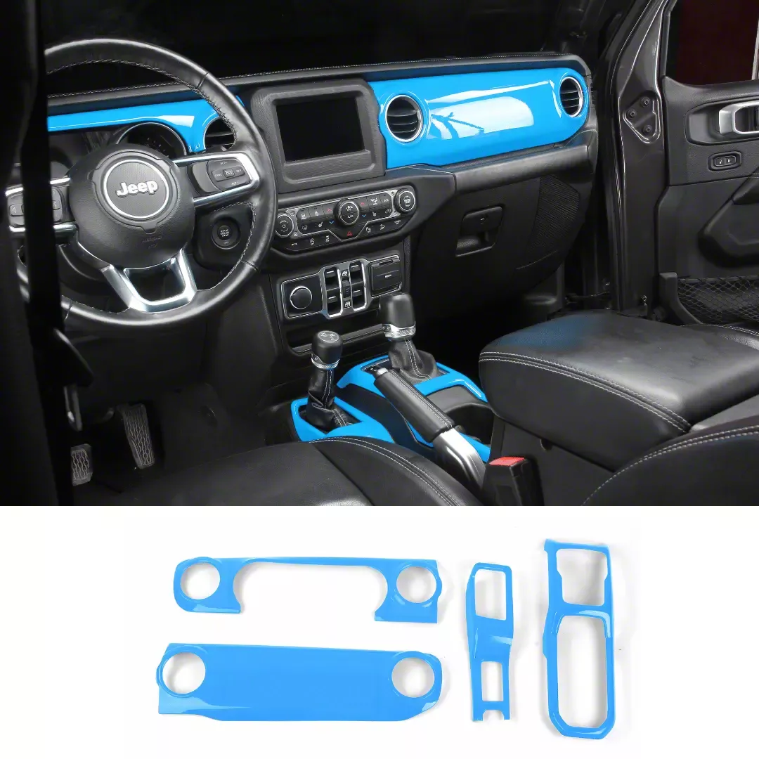 Jeep Gladiator Dashboard Control Console Trim Panel Covers; Light Blue ...
