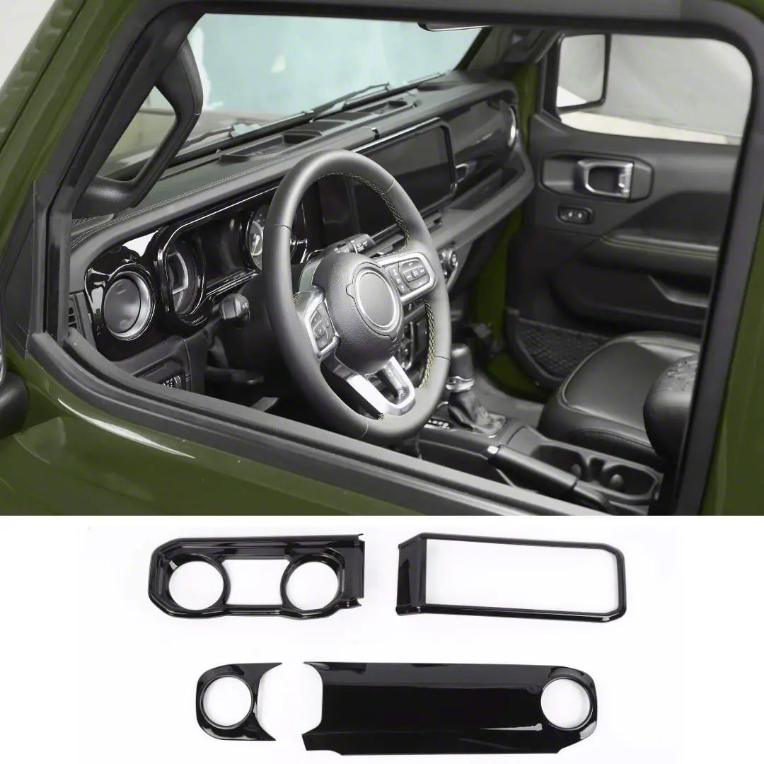 Jeep Gladiator Dashboard and Navigation Panel Trim Covers; Black (24-26 ...