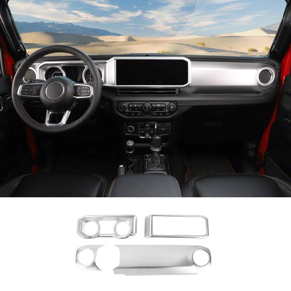 Jeep Gladiator Dashboard and Navigation Panel Trim Covers; Silver (24 ...