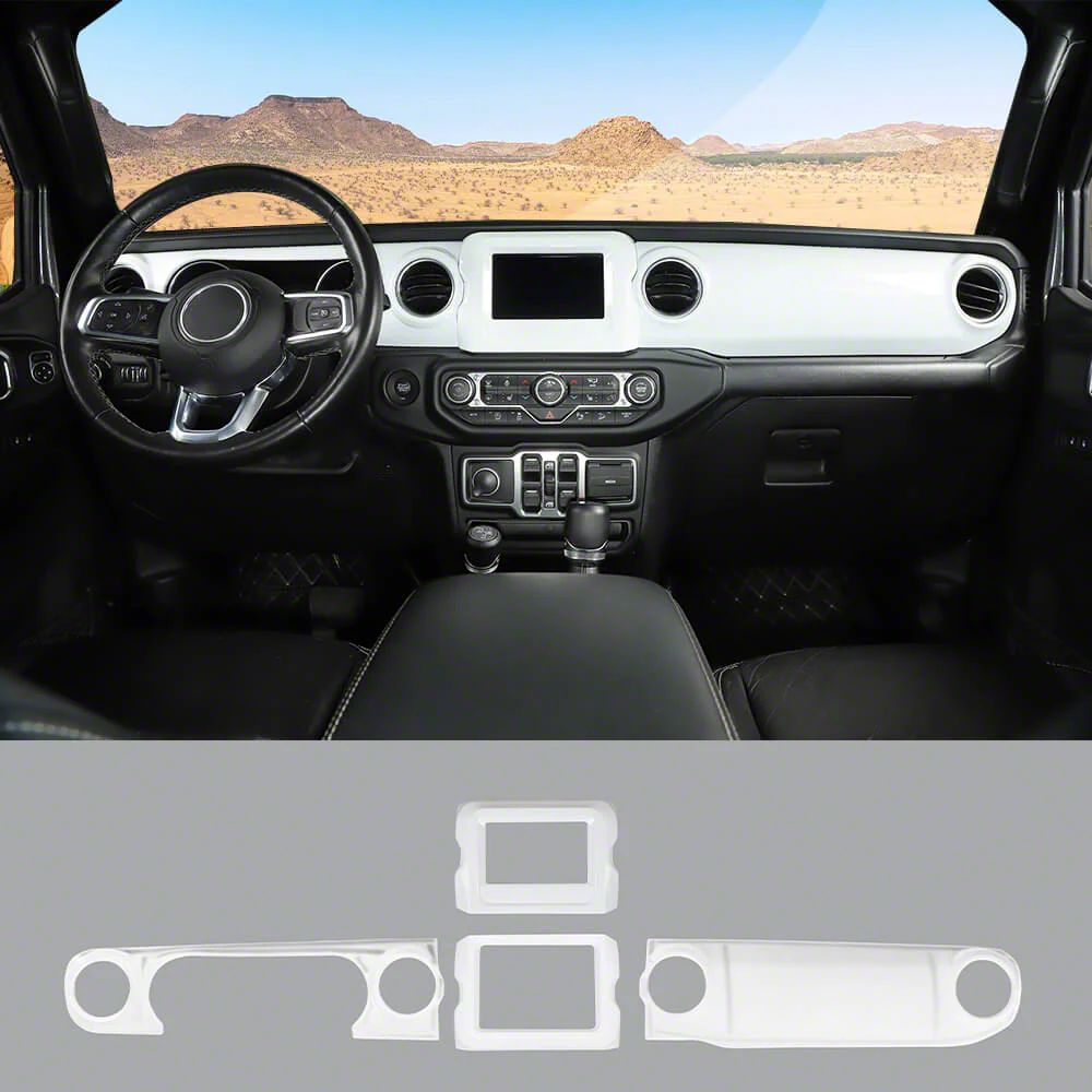 Jeep Gladiator Dashboard and Navigation Panel Trim Covers; White (20-23 ...