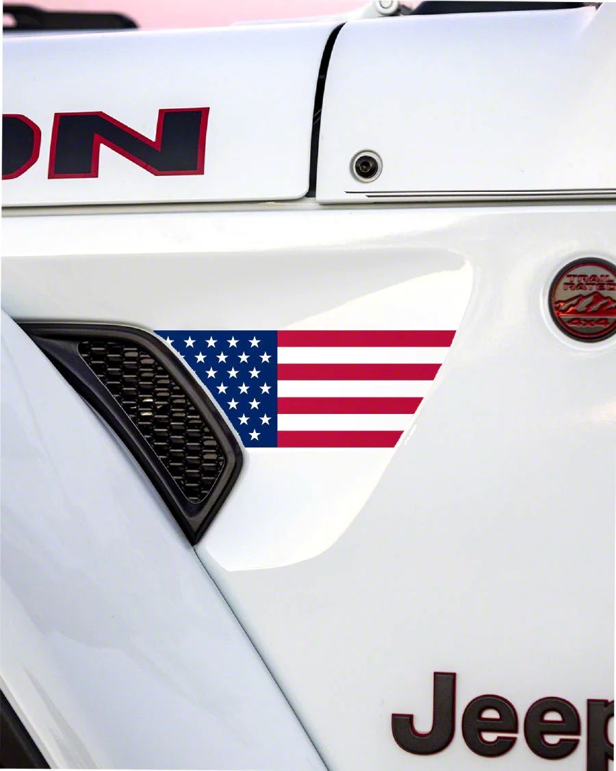 Jeep Gladiator Flag Fender Vent Premium Wrap Decal; Red, White and Blue ...