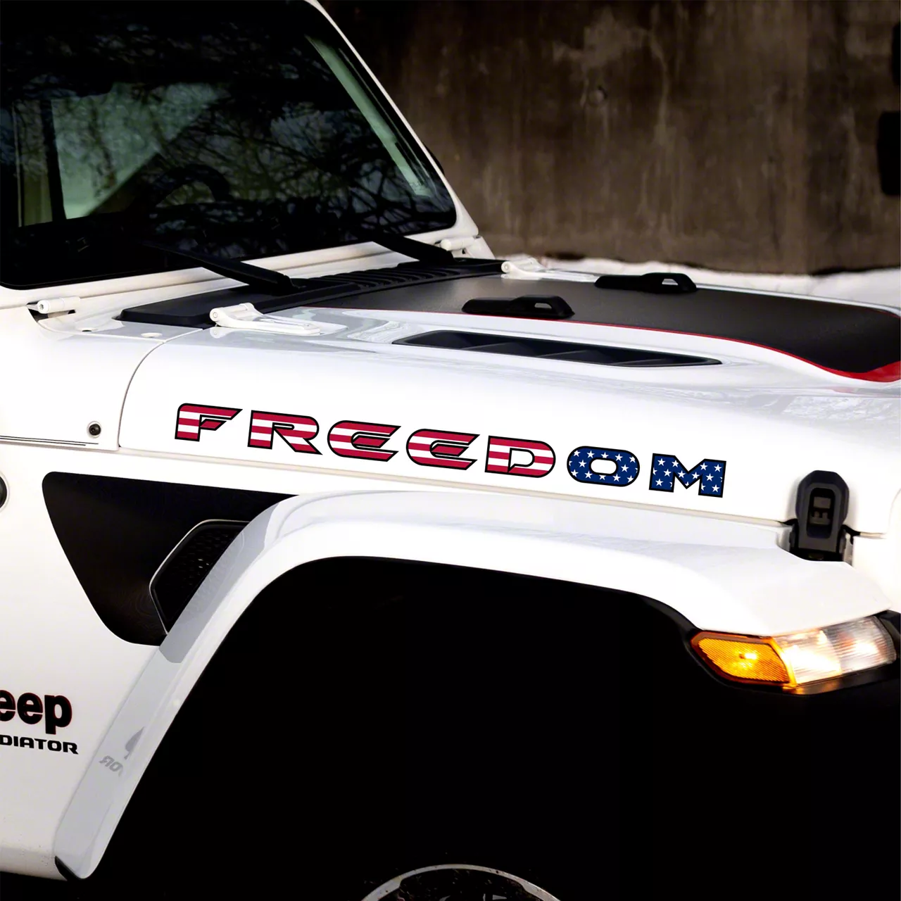 Jeep Gladiator FREEDOM Hood Lettering; Stars and Stripes; Set of 4 ...