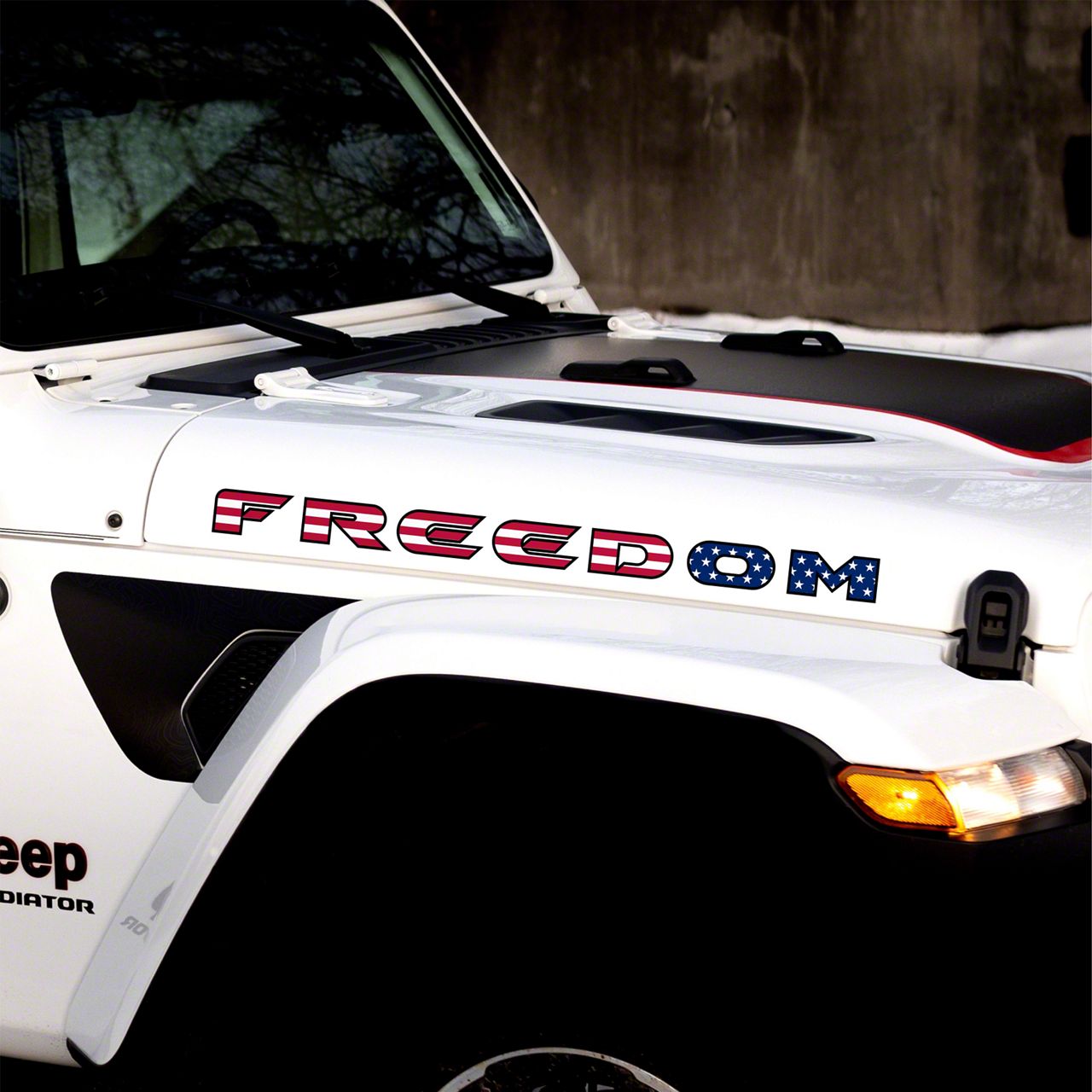 Jeep Gladiator FREEDOM Hood Lettering; Stars and Stripes; Set of 5 ...