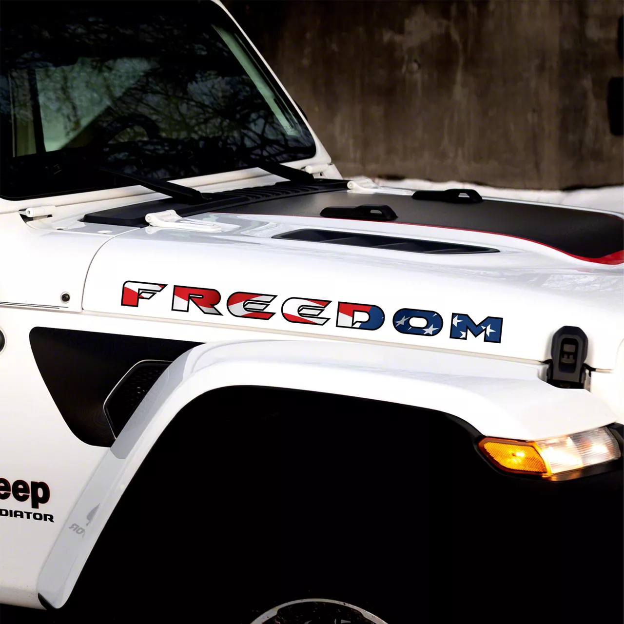 Jeep Gladiator FREEDOM Hood Lettering; Waving Flag; Set of 3 (Universal ...