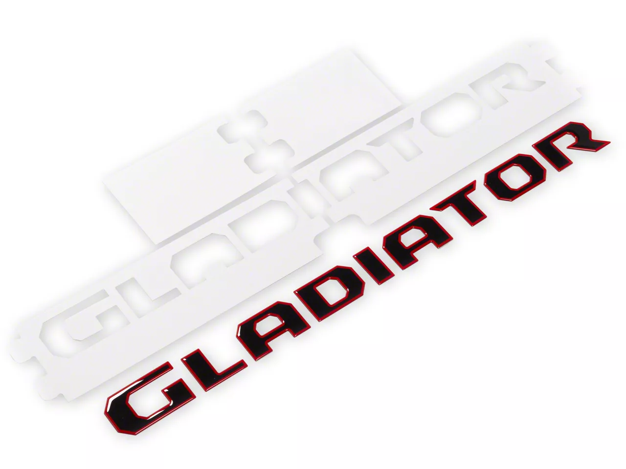 Jeep Gladiator Gladiator Tailgate Letters; Gloss Black with Red Outline ...