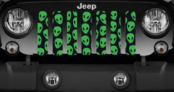 Jeep Gladiator Grille Insert; Bright Green Alien Heads (20-23 Jeep ...