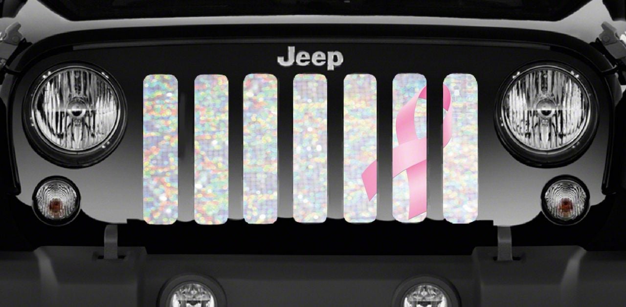Jeep Gladiator Grille Insert; Iridescent Pink Breast Cancer Ribbon (20 ...