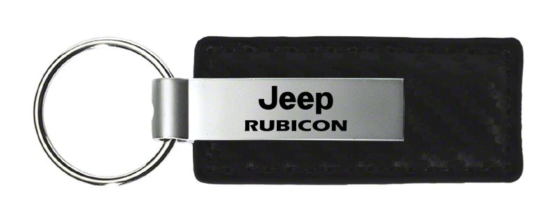 Jeep Gladiator Key Chain; Rubicon Black Carbon Fiber Leather Key Fob