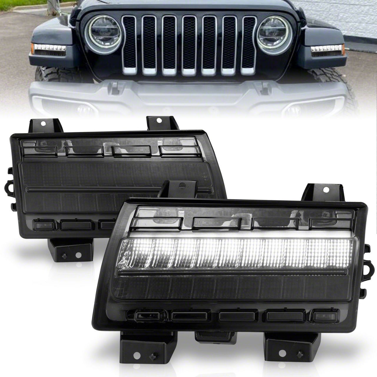 Jeep Gladiator LED Fender Lights with Sequential Turn Signal; Smoked ...
