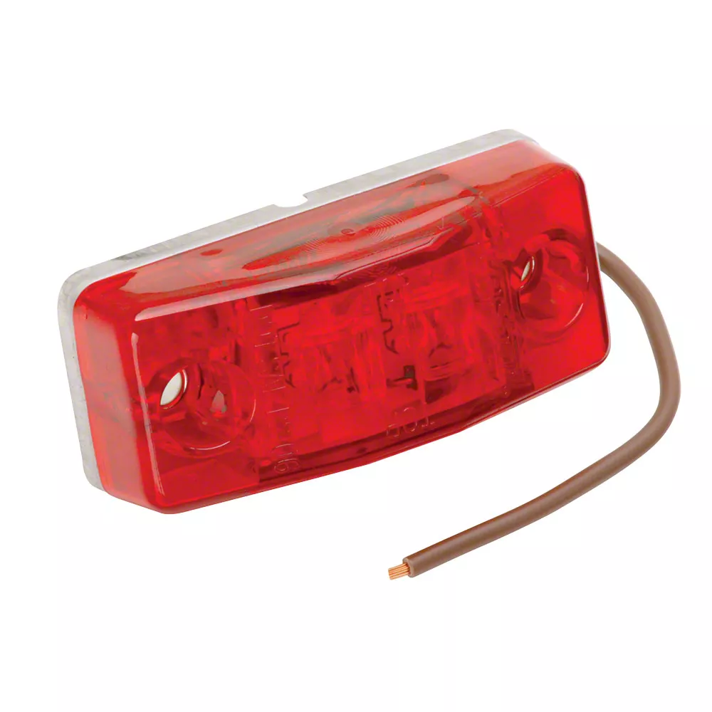 Jeep Gladiator LED Side Marker Trailer Clearance Light; Red with Stud Mounting and 12-Inch Brown ...
