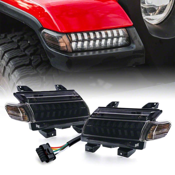 Jeep Gladiator LED Turn Signal and Park Lights; Smoked (20-26 Jeep ...