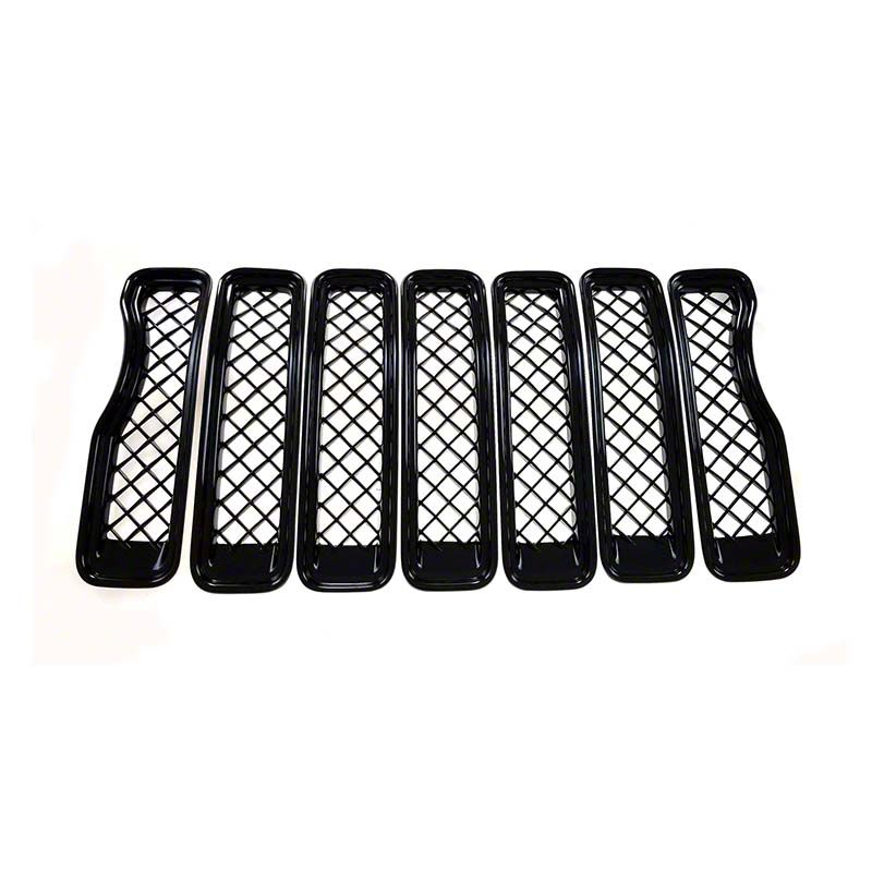 Jeep Gladiator Mesh Insert Grille Overlay; Gloss Black ABS (20-24 Jeep ...