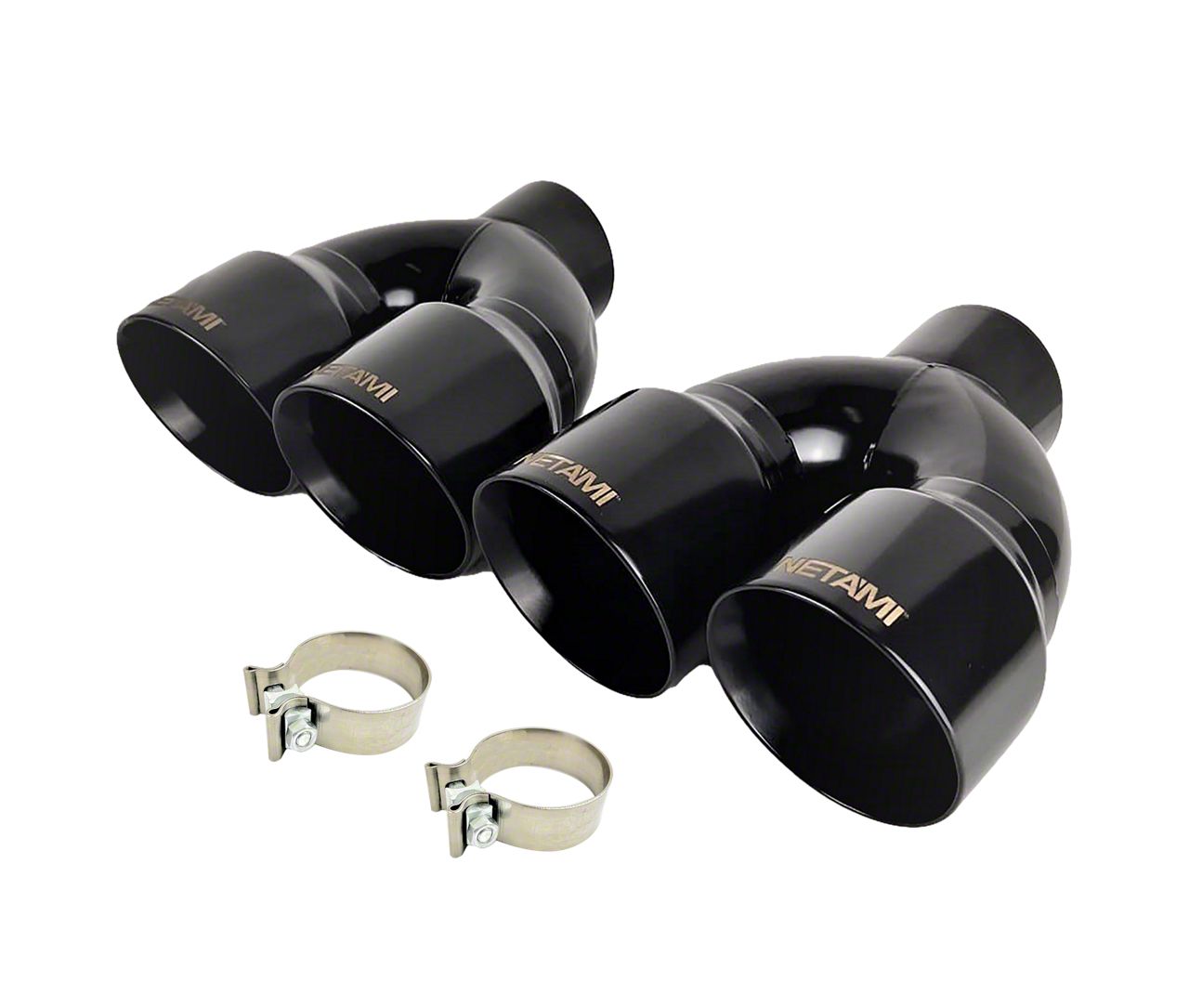 Jeep Gladiator Quad Staggered Slant Cut Exhaust Tips; 4-Inch; Gloss ...