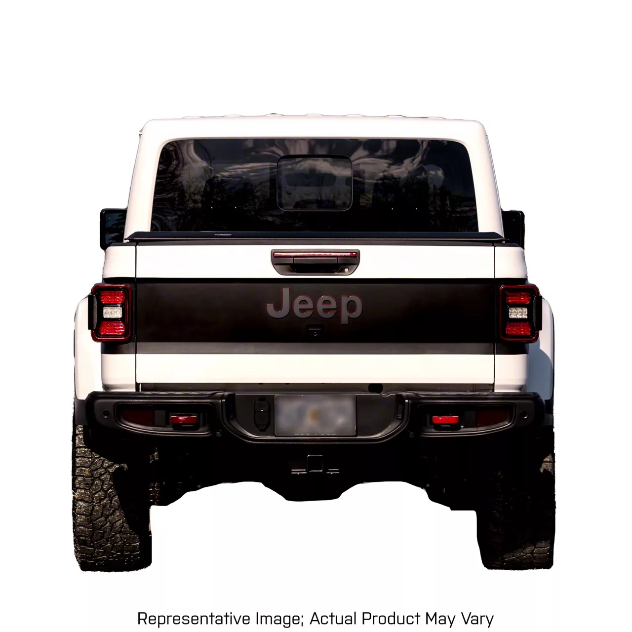 Jeep Gladiator Tailgate Wrap Graphic; Matte Black with Red Outline (20 ...