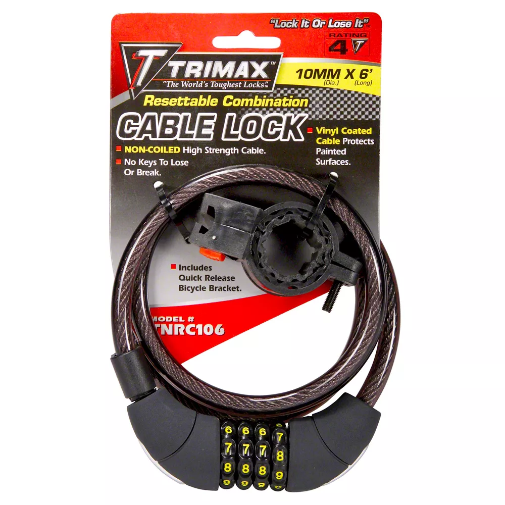 Jeep Gladiator TRIMAFLEX Non-Coiled Cable Lock with Resettable Combo ...