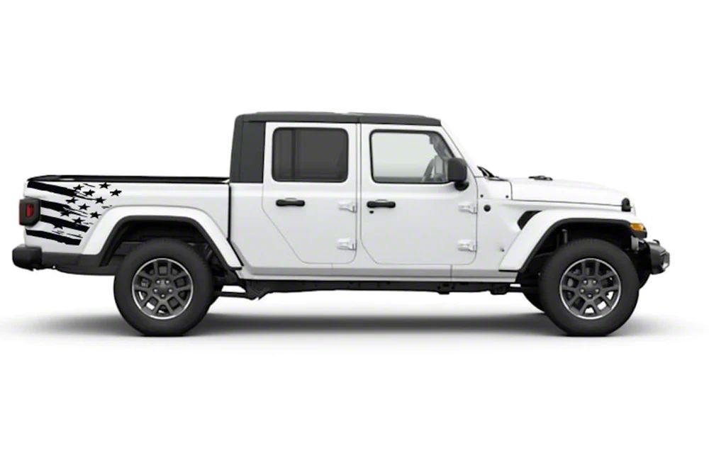 Jeep Gladiator USA Flack Back Graphics; Gloss Black (20-26 Jeep ...