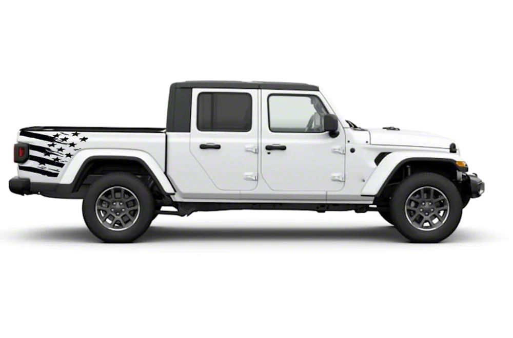 Jeep Gladiator USA Flack Back Graphics; Matte Black (20-26 Jeep ...