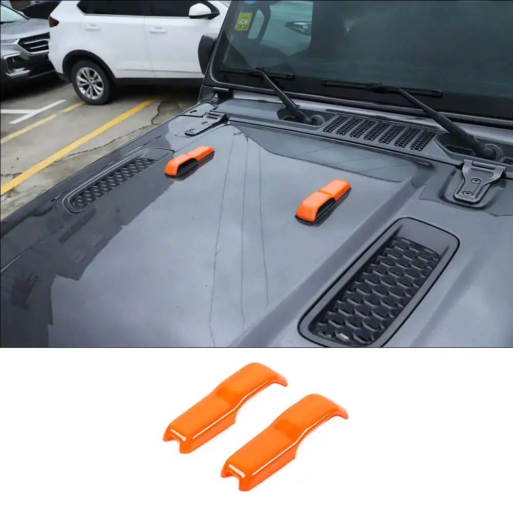 Jeep Gladiator Windshield Hood Hold Down Covers; Orange (20-26 Jeep ...