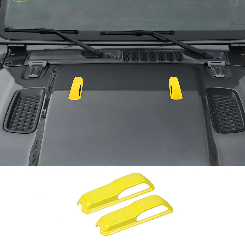 Jeep Gladiator Windshield Hood Hold Down Covers; Yellow (20-26 Jeep ...