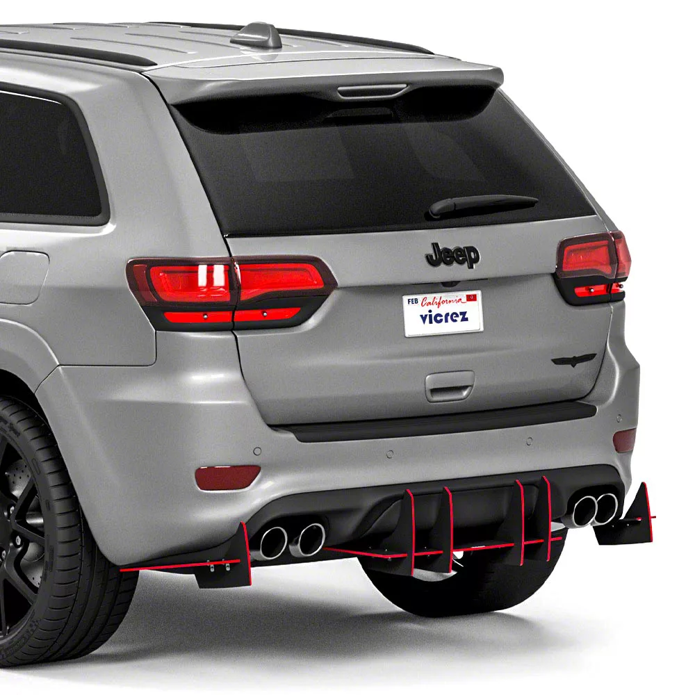Jeep Grand Cherokee Genali VR2 Rear Diffuser; Satin Black Ice Vinyl (17 ...