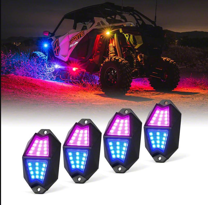 Jeep Grand Cherokee Multi-Color LED RGB Rock Lights; 4-Pieces (Universal; Some Adaptation May Be ...