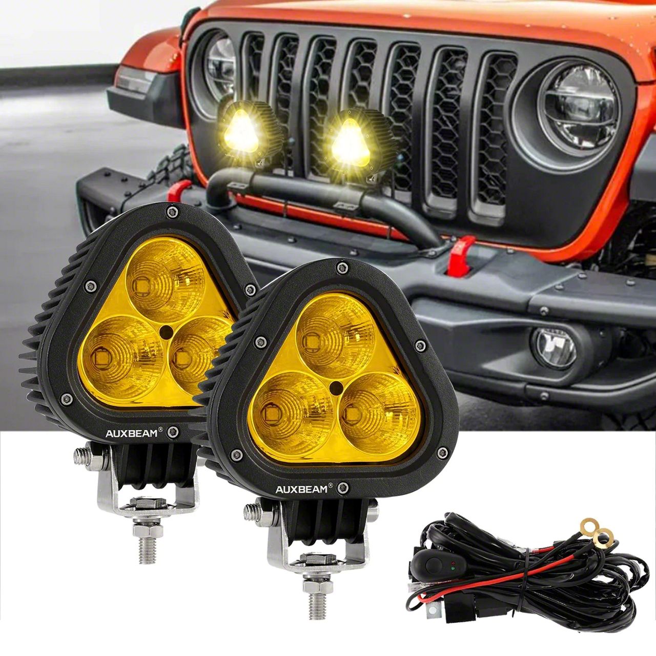 Jeep Renegade 4-Inch Triangle Yellow LED Pod Lights; Spot Beam ...