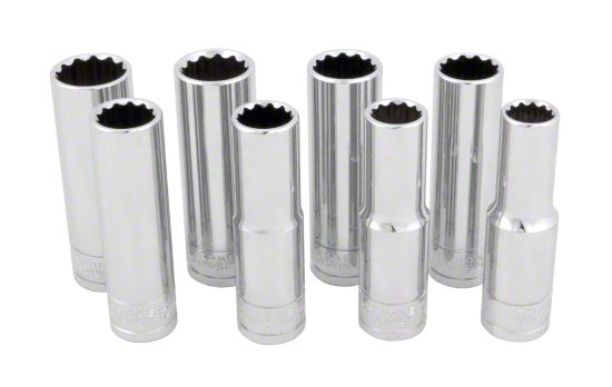Jeep Wrangler 1/2-Inch Drive 12-Point Metric Socket Set; 8-Piece Set