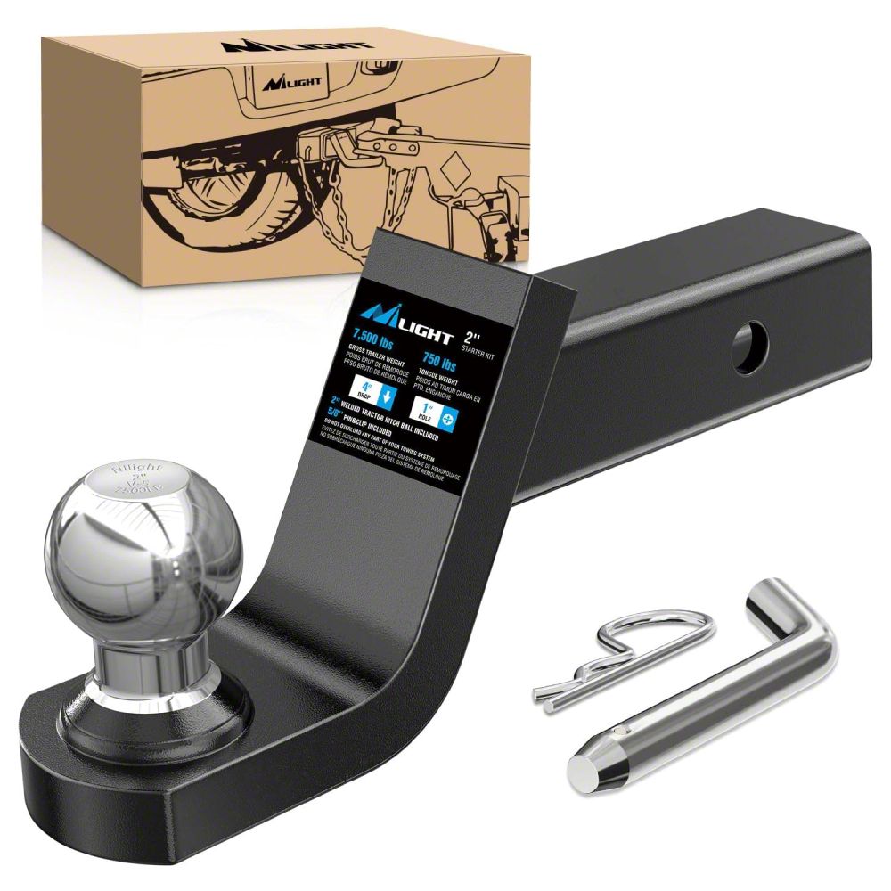 Jeep Wrangler 2-Inch Receiver Fusion Hitch Ball Mount with 2-Inch Ball ...