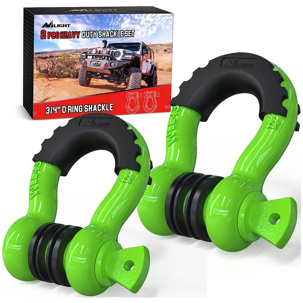 Jeep Wrangler 3/4-Inch D-Ring Shackles; Green - Free Shipping