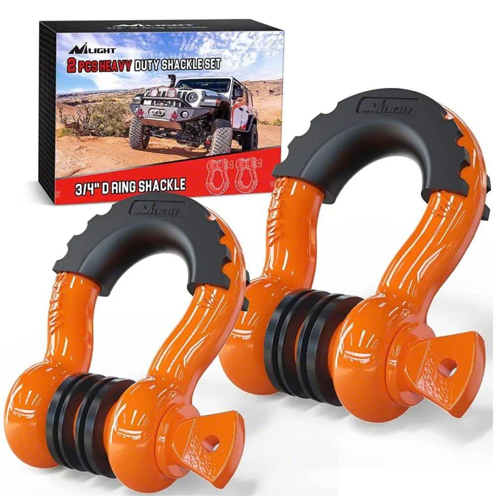Jeep Wrangler 3/4 inch D-Ring Shackles; Orange - Free Shipping