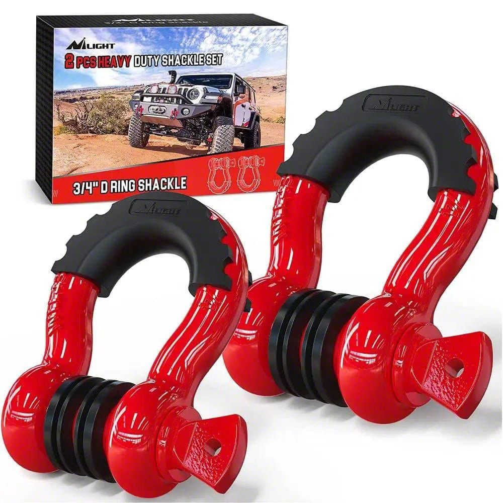 Jeep Wrangler 3/4 inch D-Ring Shackles; Red - Free Shipping