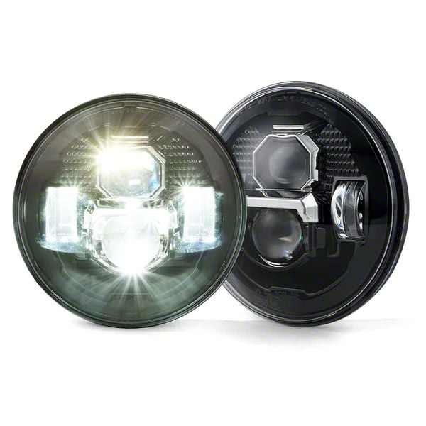 Jeep Wrangler 7-Inch LED Headlights; Black Housing; Clear Lens (07-18 ...