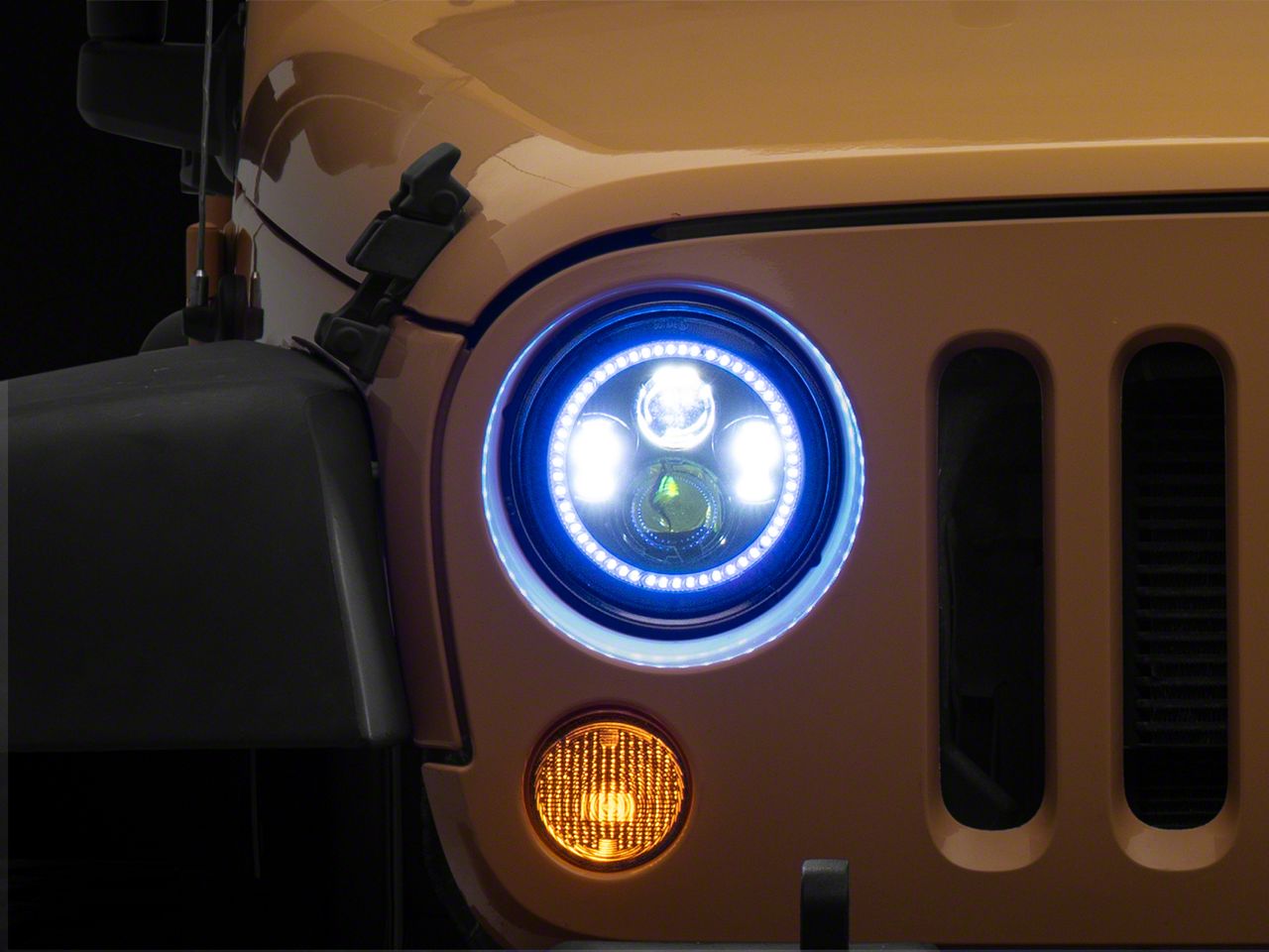 Jeep Wrangler 7-Inch RGB Halo LED Headlights; Black Housing; Clear Lens ...