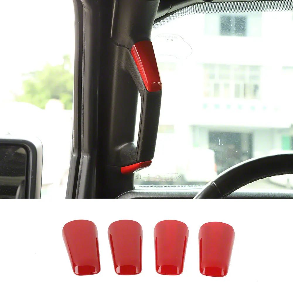 Jeep Wrangler A and B-Pillar Grab Handle Accent Trim; Red (18-23 Jeep ...