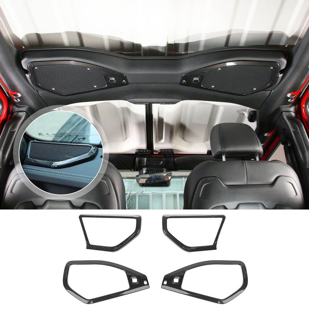 Jeep Wrangler A-Pillar and Top Roof Mount Speaker Trim Rings; Black ...