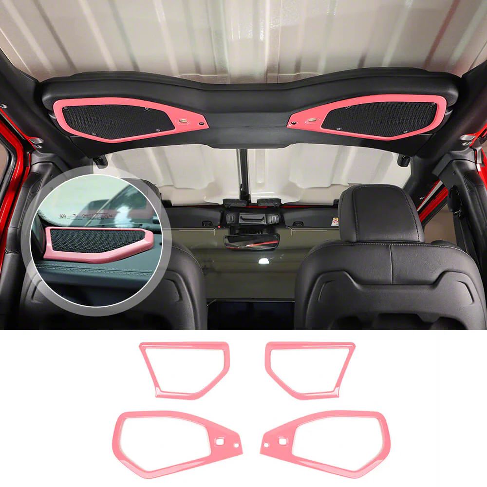 Jeep Wrangler A-Pillar and Top Roof Mount Speaker Trim Rings; Pink (24 ...