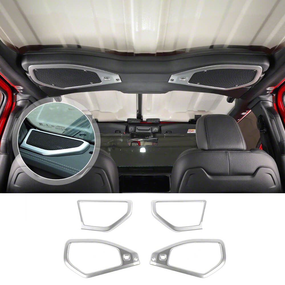 Jeep Wrangler A-Pillar and Top Roof Mount Speaker Trim Rings; Silver ...