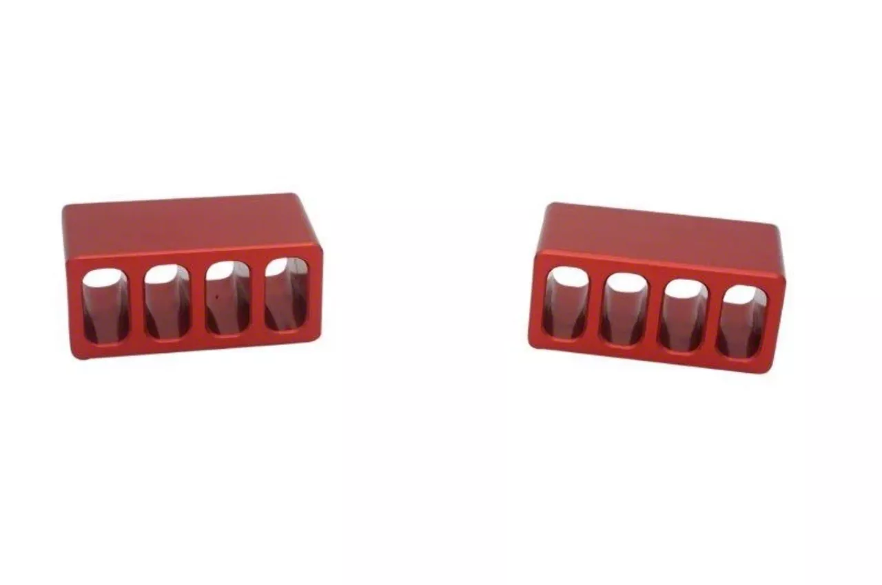 Royal Hooks Jeep Wrangler Aluminum Hood Bumps; Red RHO-12010-RD (97-18 ...