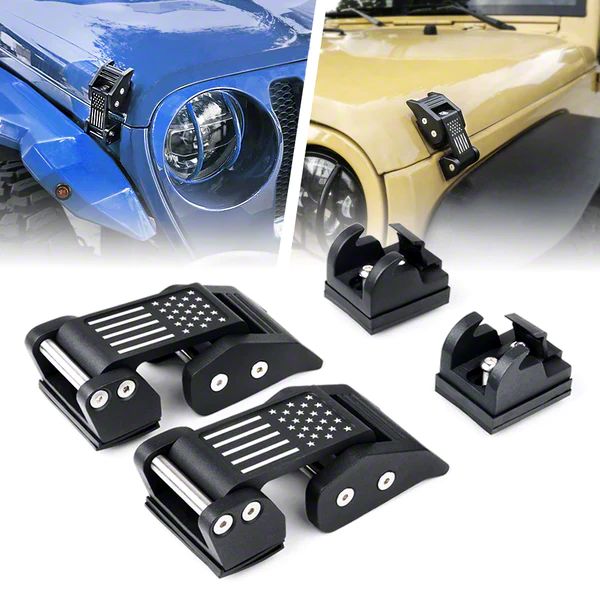 Jeep Wrangler Aluminum Hood Latches; Blue (07-26 Jeep Wrangler JK & JL ...