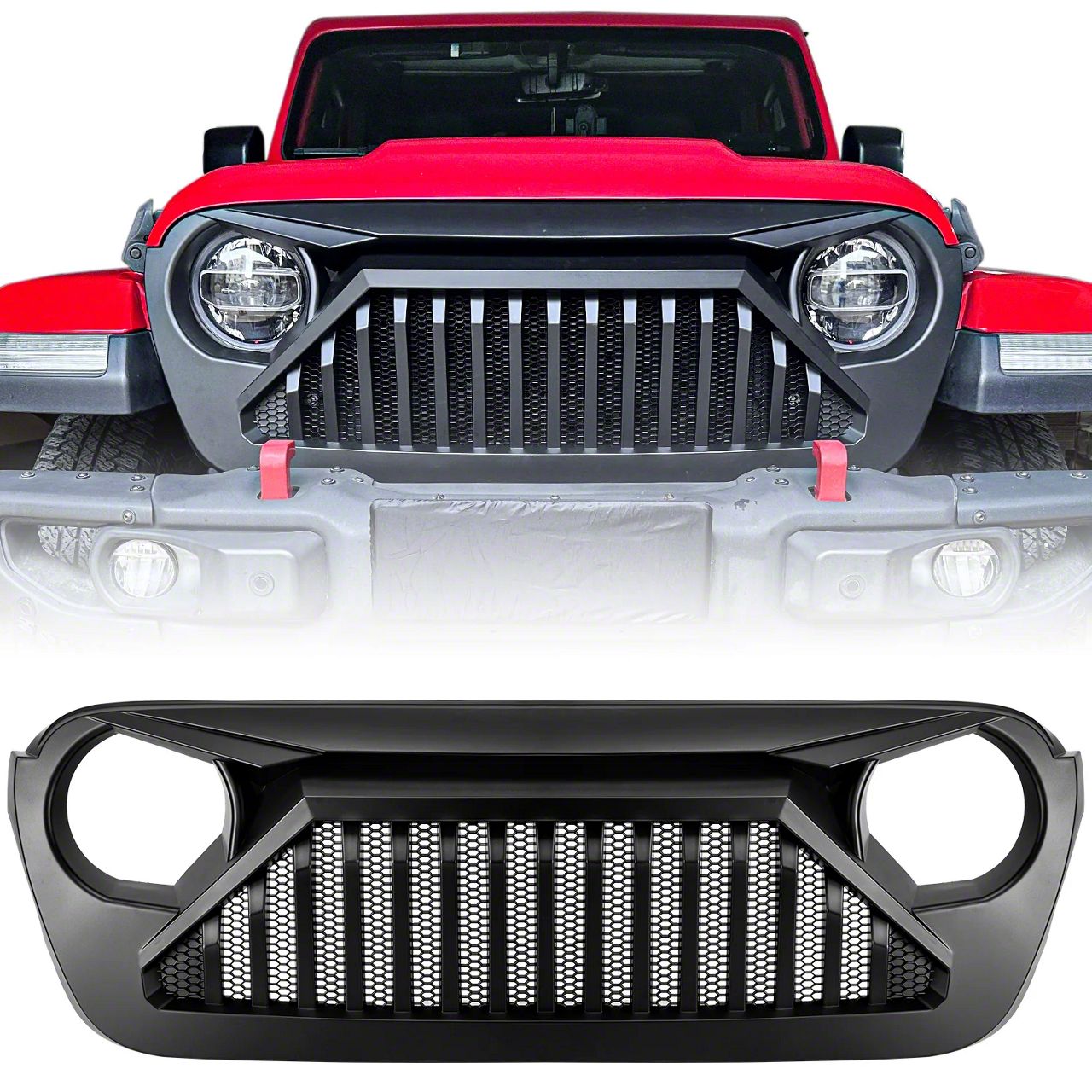 Jeep Wrangler Angry Grille; Matte Black (18-26 Jeep Wrangler JL) - Free ...