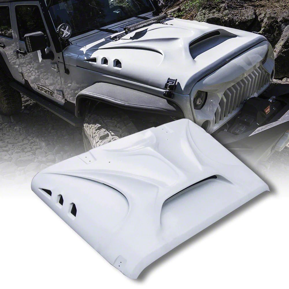 Jeep Wrangler Beast Series Hood with Scoop; Unpainted (07-18 Jeep ...