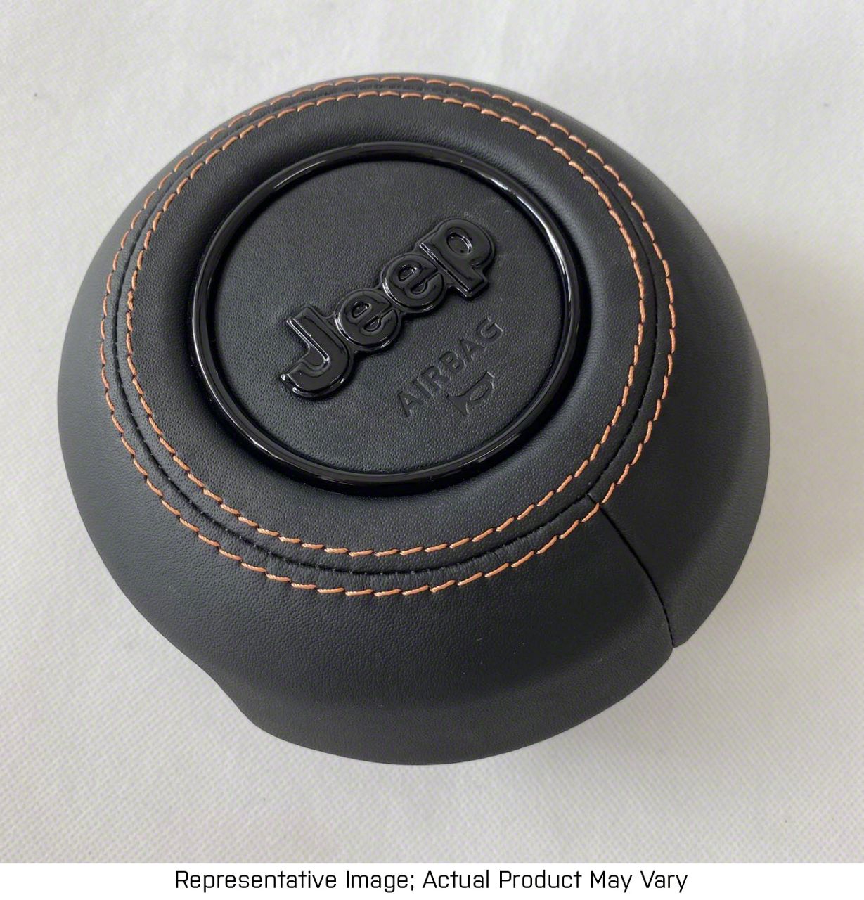 Jeep Wrangler Black Leather Steering Wheel Airbag Cover with Red ...