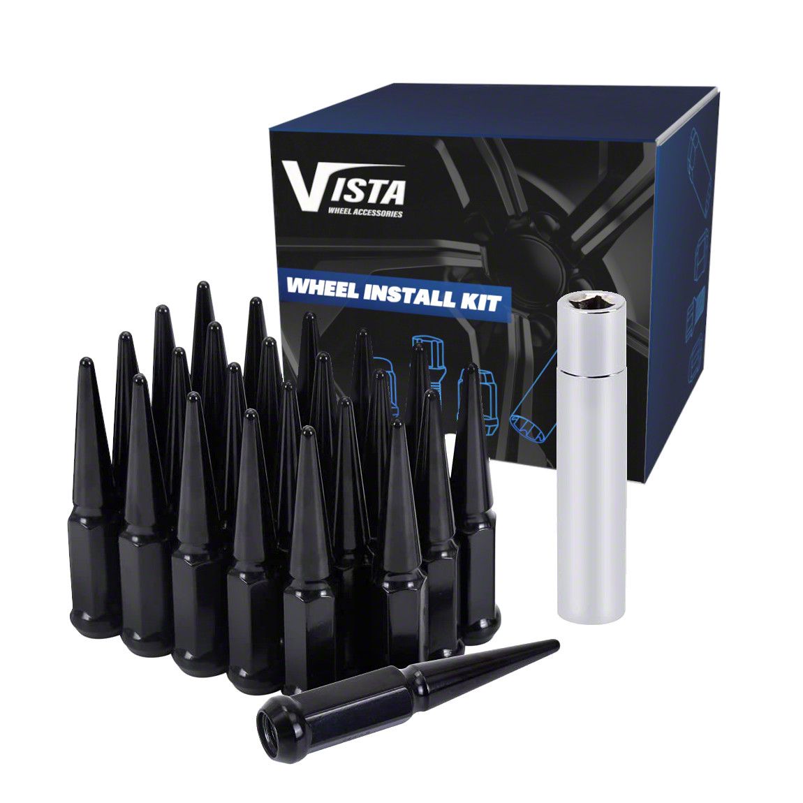 Jeep Wrangler Black Spike Lug Nuts for Aftermarket Wheels; 1/2-20; Set ...