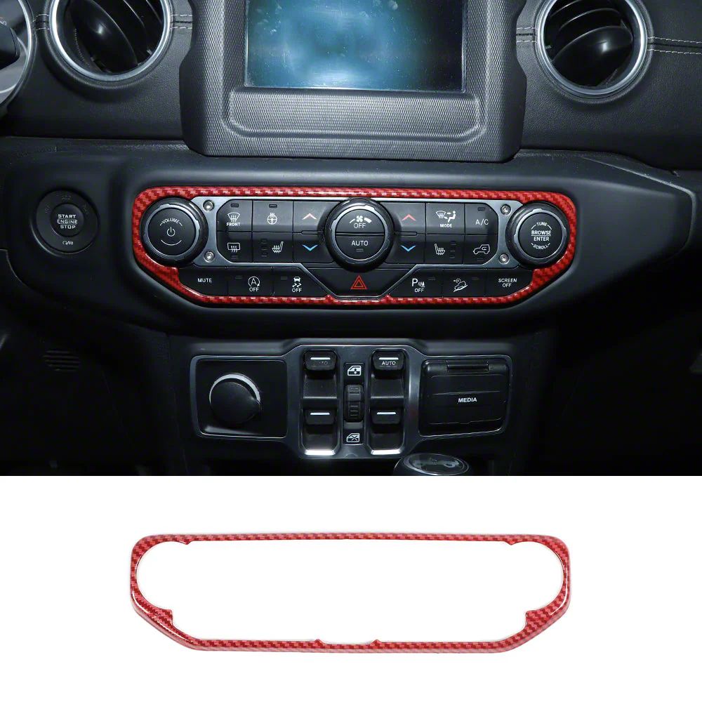 Jeep Wrangler Center Console A/C Control Trim Ring; Red Carbon Fiber ...